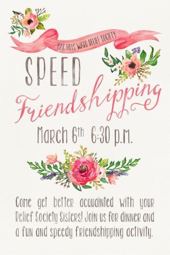 Speed Friendshipping Relief Society Activity | Leigh Anne Wilkes