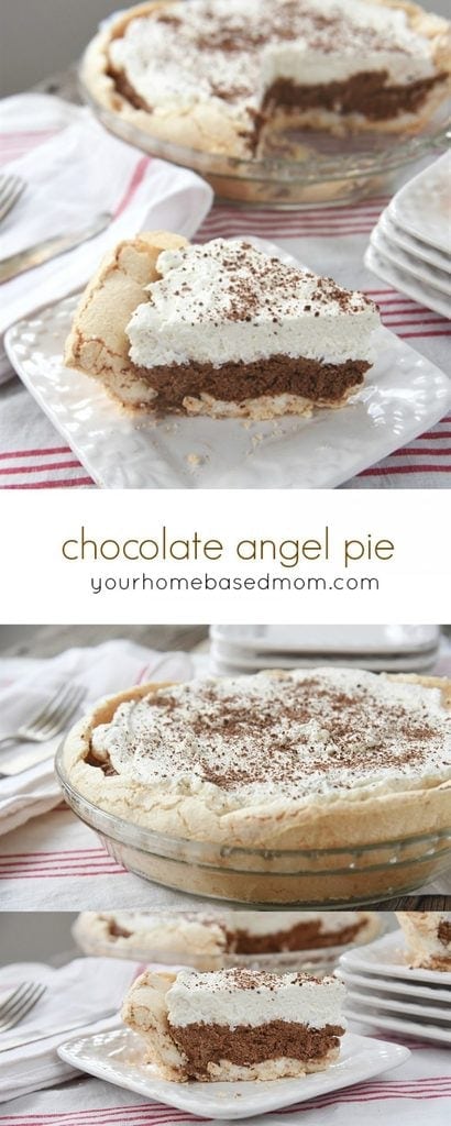 Chocolate Angel Pie is a meringue crushed filled with chocolate cream