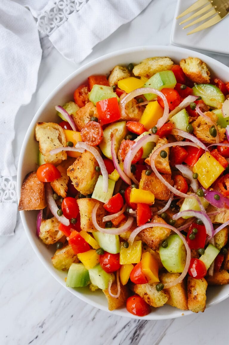 Panzanella Salad Recipe (Tomato Bread Salad) | by Leigh Anne Wilkes