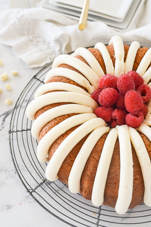 White Chocolate Raspberry Bundt Cake